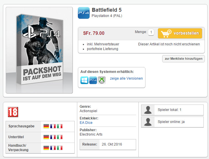 BF5：『Battlefield 5』の舞台は“第一次世界大戦”で発売日は10/26？ | EAA FPS（イーエーエー）