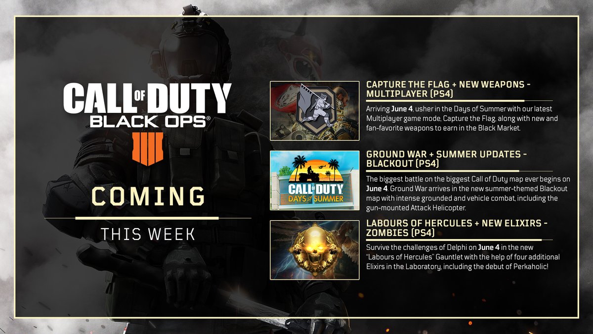 CoD:BO4：季節イベント「Days of Summer」でマルチに“CTF”と新武器・新コンテンツ、ブラックアウトに50対50の“Ground War」、ゾンビには新ガントレット追加など ...