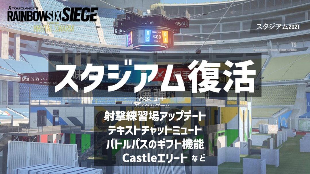レインボーシックス シージ：新シーズン"オペレーション・ブルータルスウォーム"新要素 / 競技マップ「スタジアム2021」復活 / マップBANが5択に / Castleエリートついに登場など ...